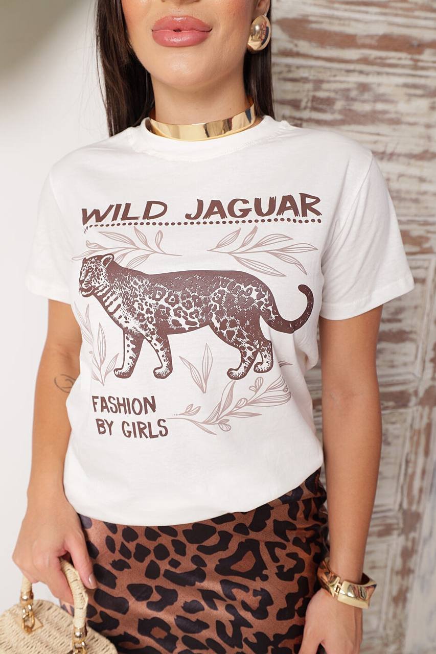 T-shirts Jaguar Off/Branca - Aloha Camilly